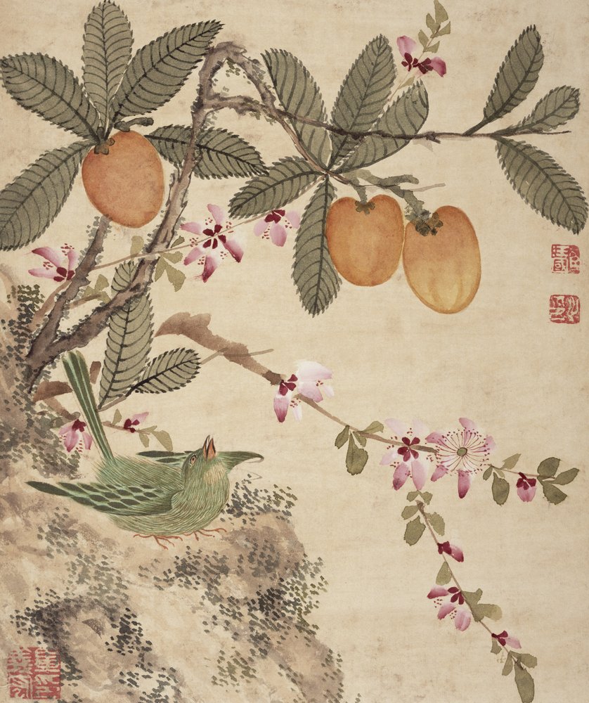One of a Series of Paintings of Birds and Fruit, late 19th century